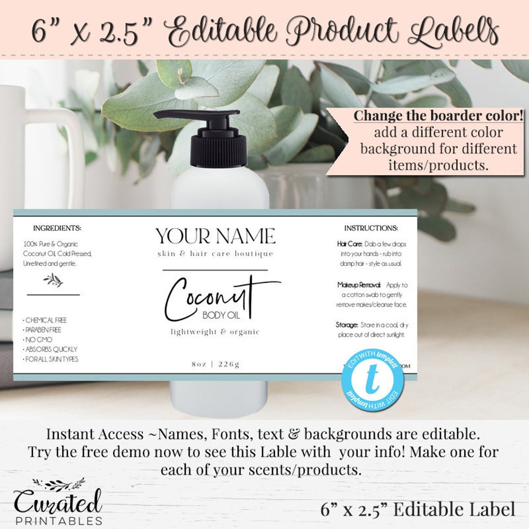 DIY Bottle Label, Editable Bottle Label, Editable Bottle Label, Bottle ...