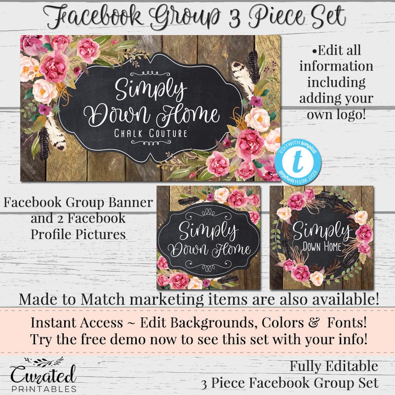 Rustic Barnwood Facebook Set, Customizable Facebook, DIY Facebook ...