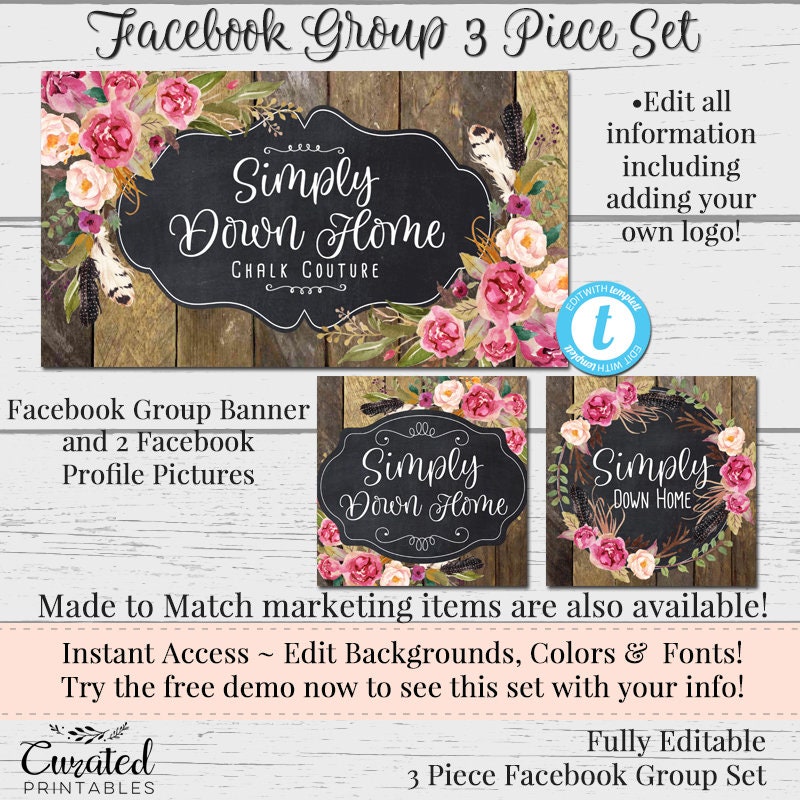 Rustic Barnwood Facebook Set Customizable Facebook DIY | Etsy