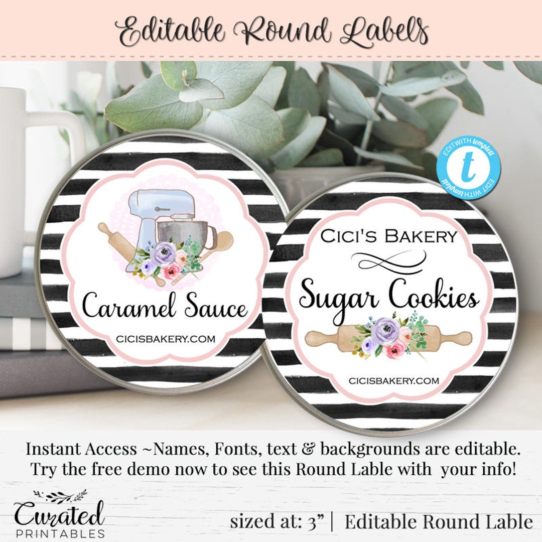 Round Product Label, Editable Label, 3 Inch Round Label, Jar Label, DIY ...