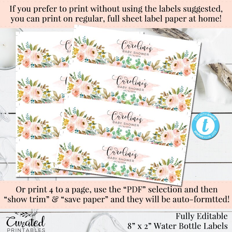 Water Bottle Label Editable Water Bottle Label DIY Water | Etsy