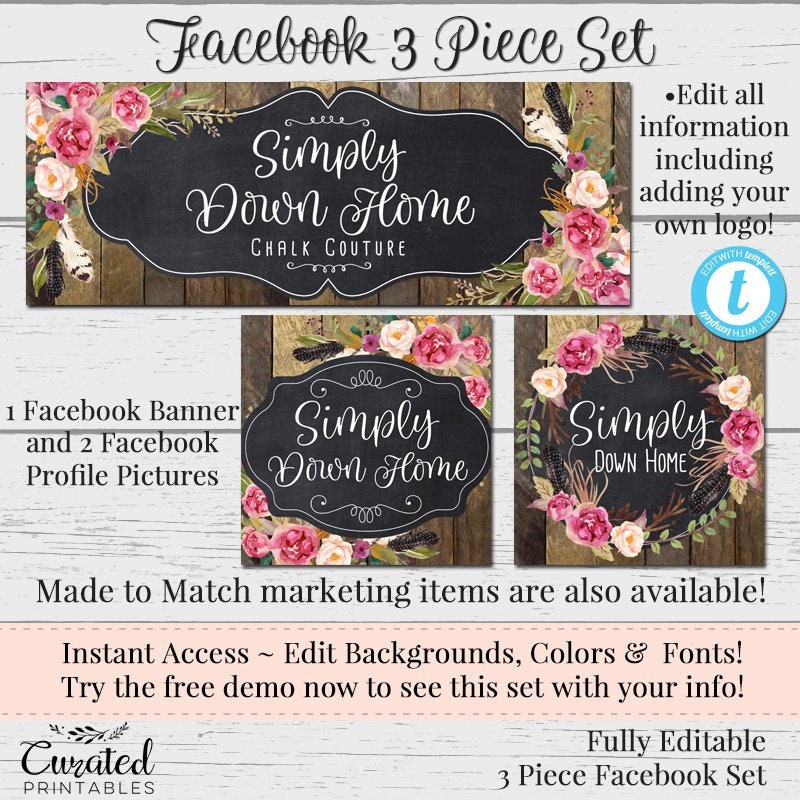 Rustic Barnwood Facebook Set, Customizable Facebook, DIY Facebook ...