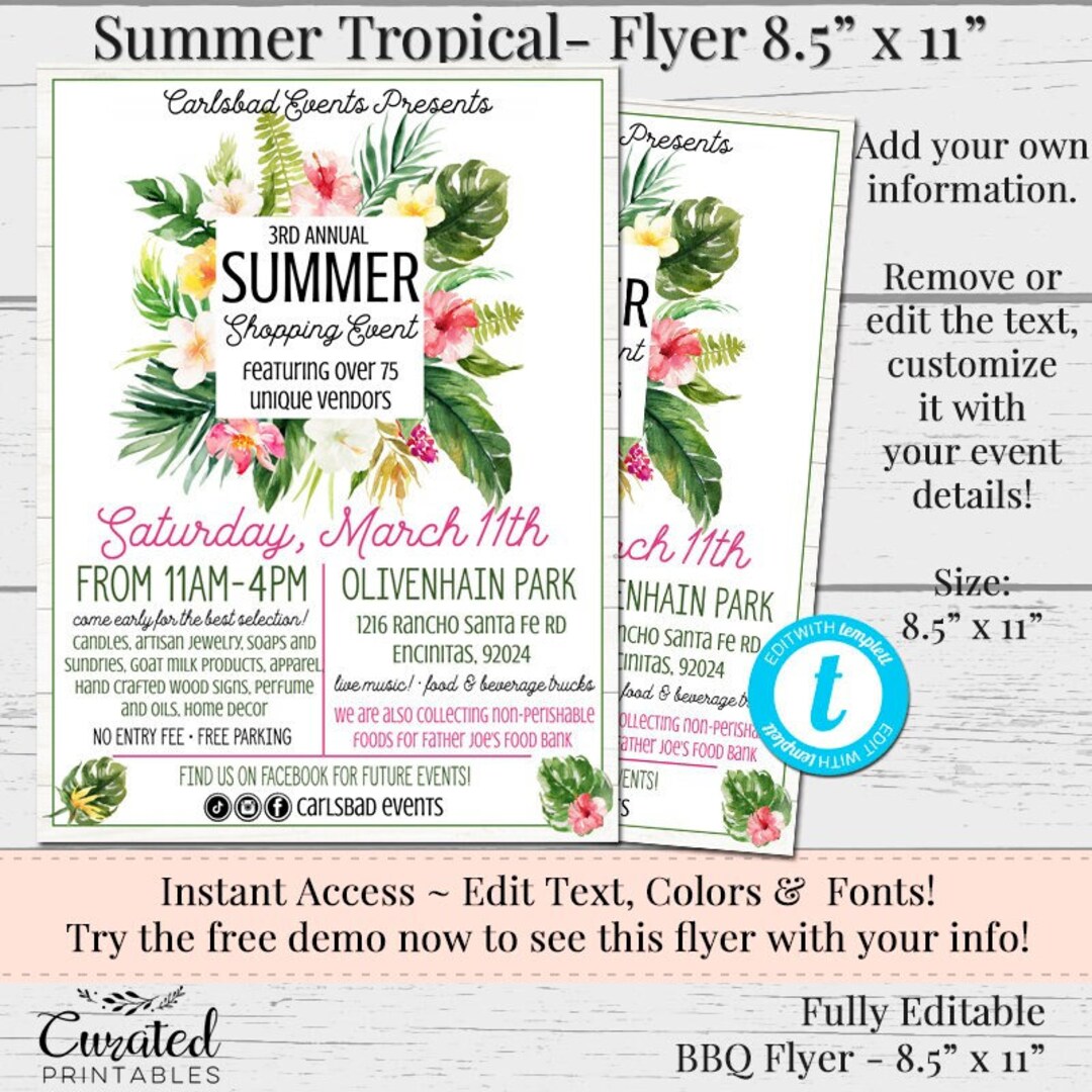 Editable Flyer, Custom Flyer, Boutique Flyer, Women's Invitation, DIY ...