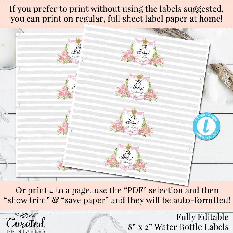 Water Bottle Label, Editable Water Bottle Label, DIY Water Bottle Label ...