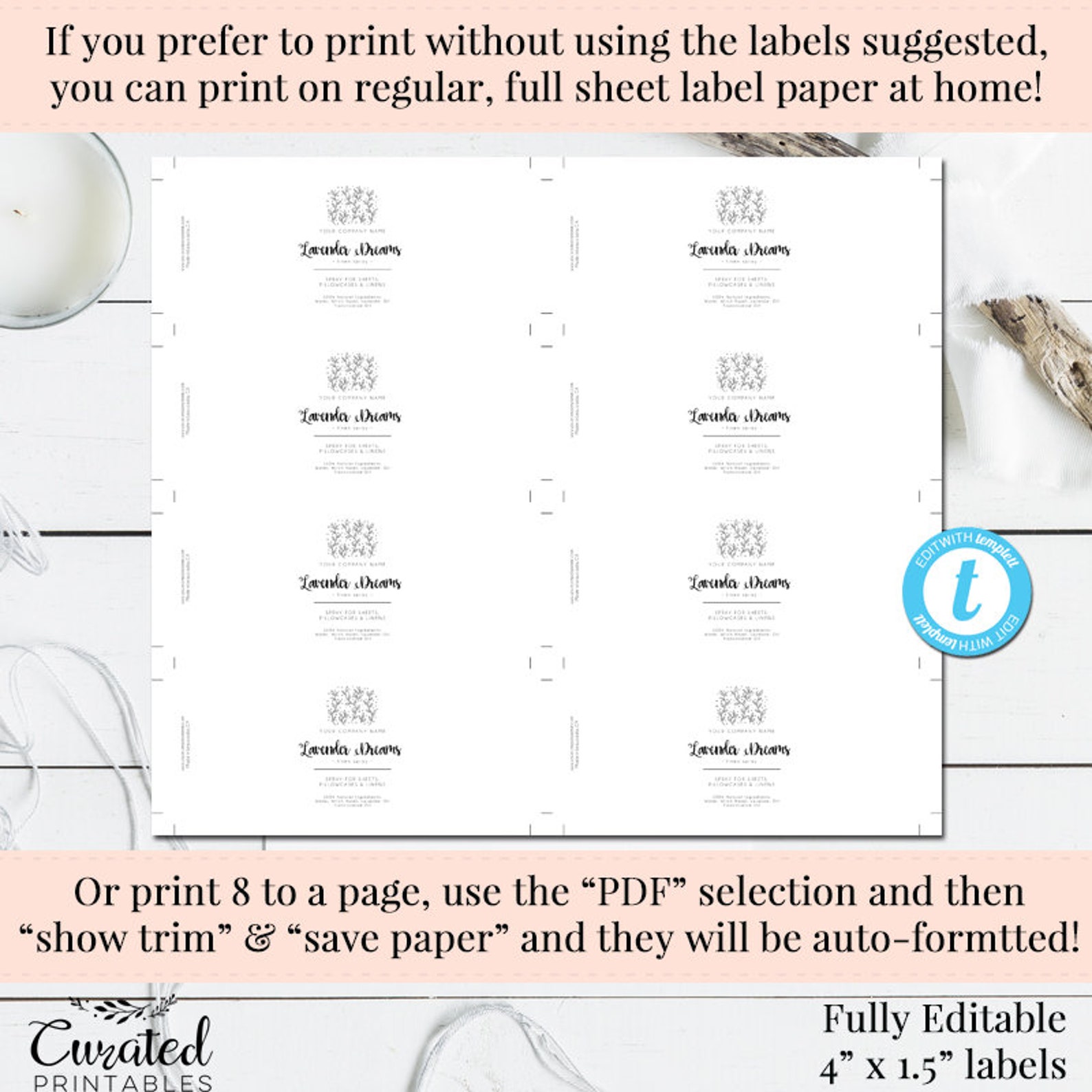 Spray Bottle Label Editable Spray Bottle Label DIY Spray - Etsy