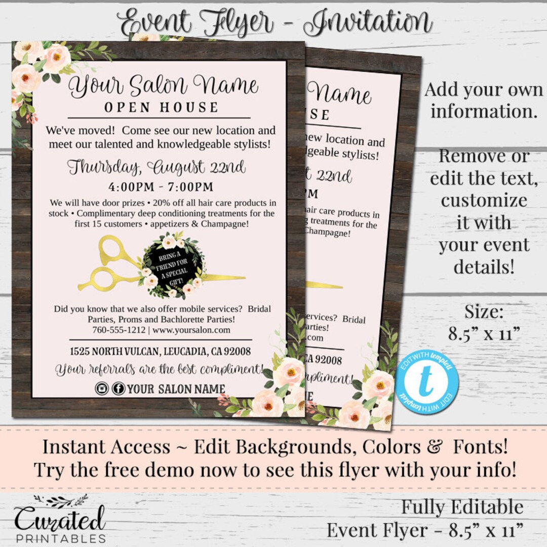 Hair Stylist Event Flyer, Custom Flyer, Vendor Flyer, Market Flyer, DIY ...