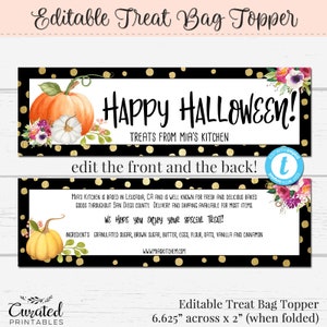Treat Bag Topper, Halloween Bag Topper, Tent Fold Labels, Favor Bag ...