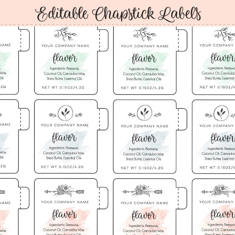 Chapstick Label, Editable Chapstick Label, Bath Product Label, DIY ...