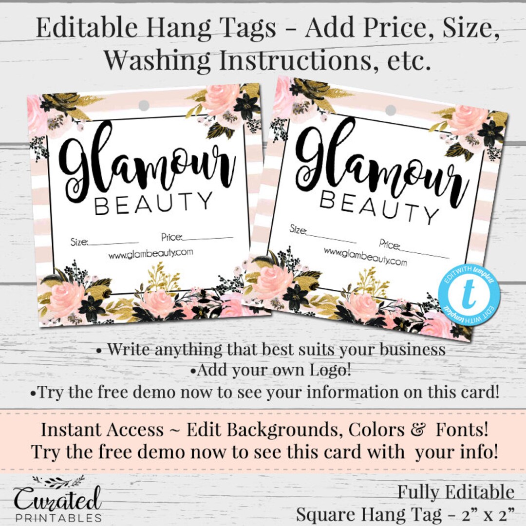 Hang Tag, Editable Hang Tag, Price Tag, DIY Hang Tag, Instant Download ...