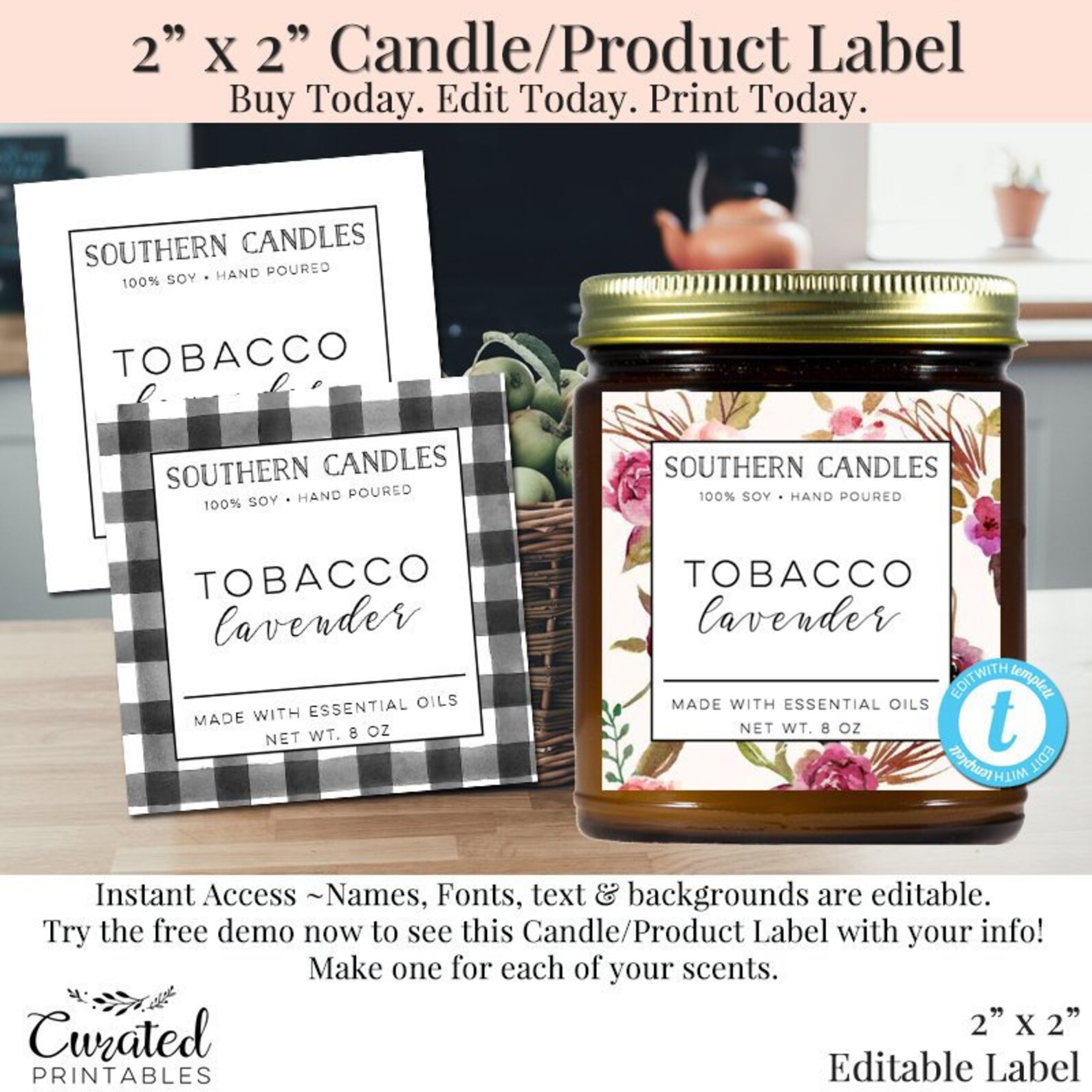 2 X 2 Label Editable Label Bath Label DIY Ingredient Label - Etsy