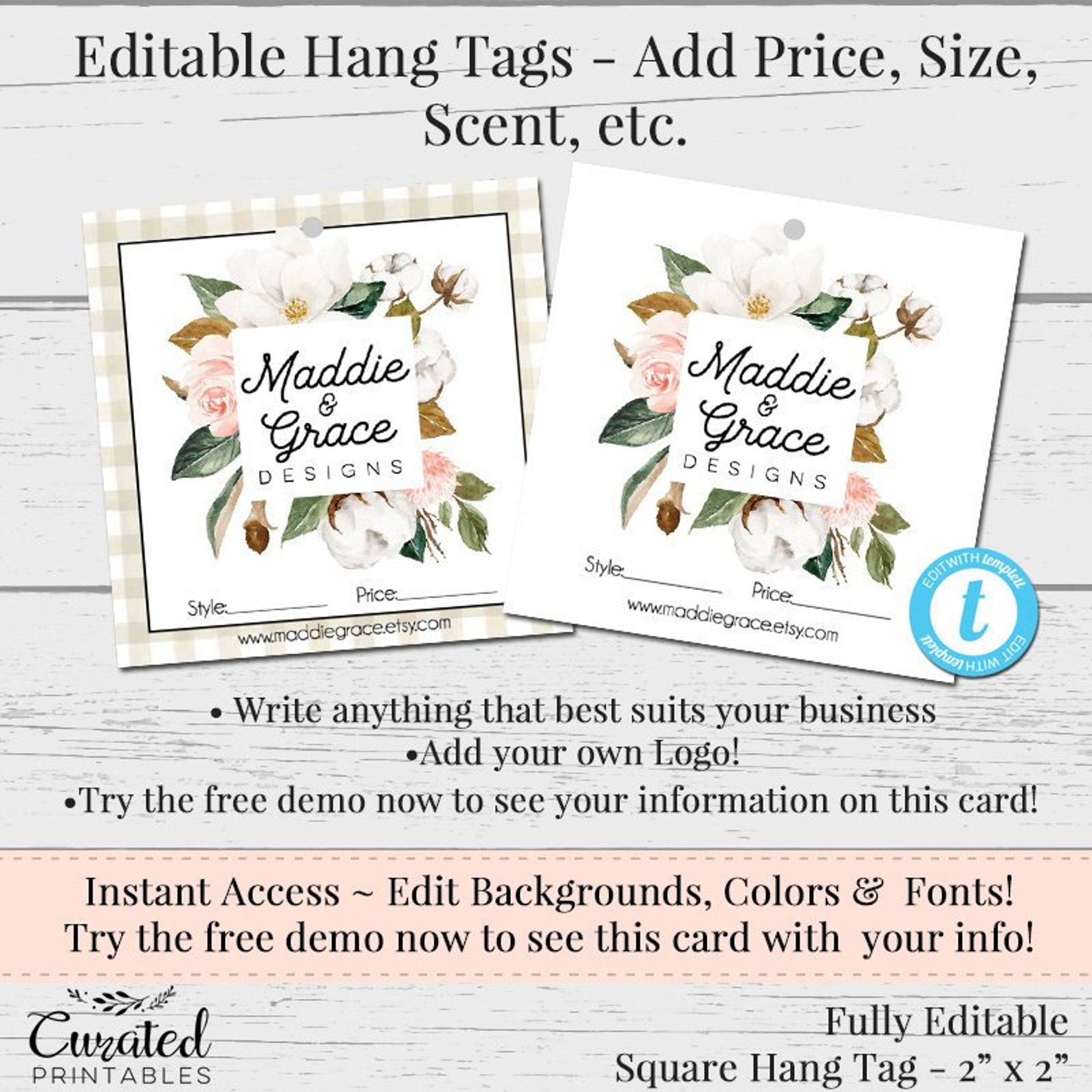 DIY Hang Tag Editable Hang Tag Printable Hang Tag Hang Tag - Etsy