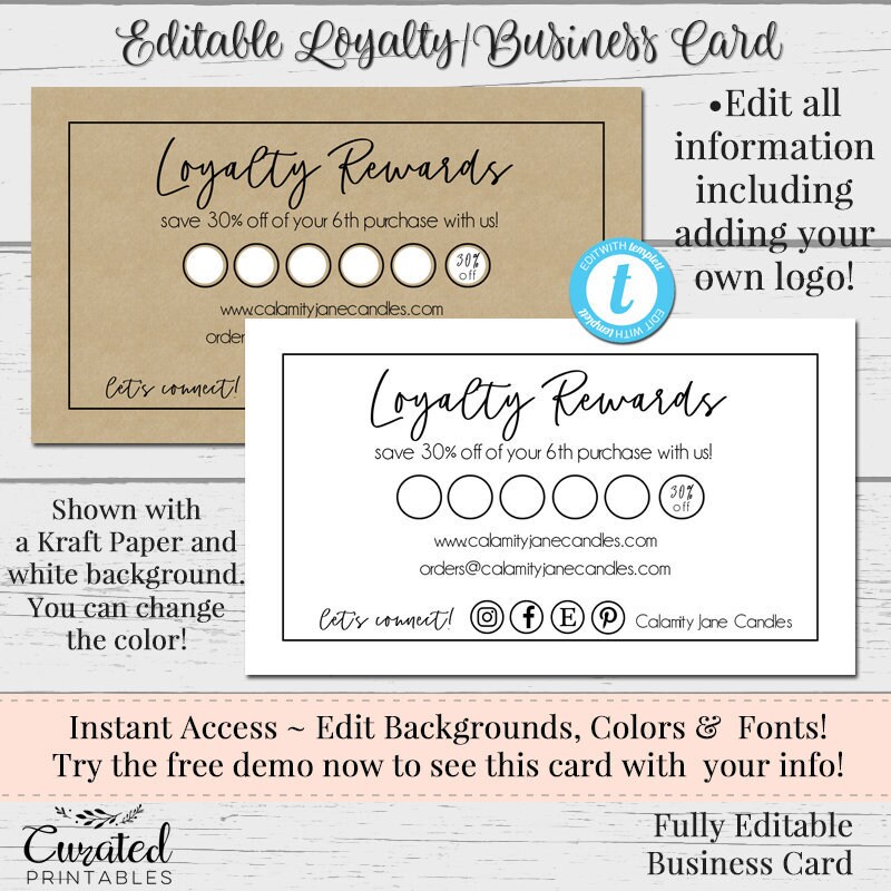DIY Reward Appointment Card Printable Punch Reward Card Loyalty Card DIY Reward Appointment Card Printable Punch Reward Card Loyalty Card