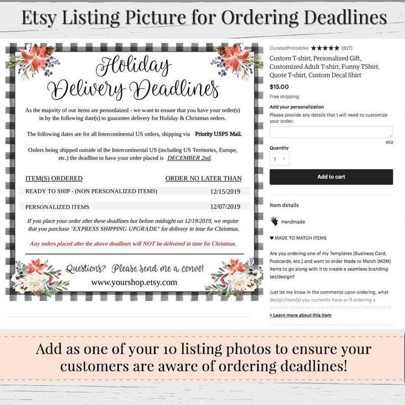 Order Deadline Graphic, Listing Graphic, Customized Listing Graphic ...