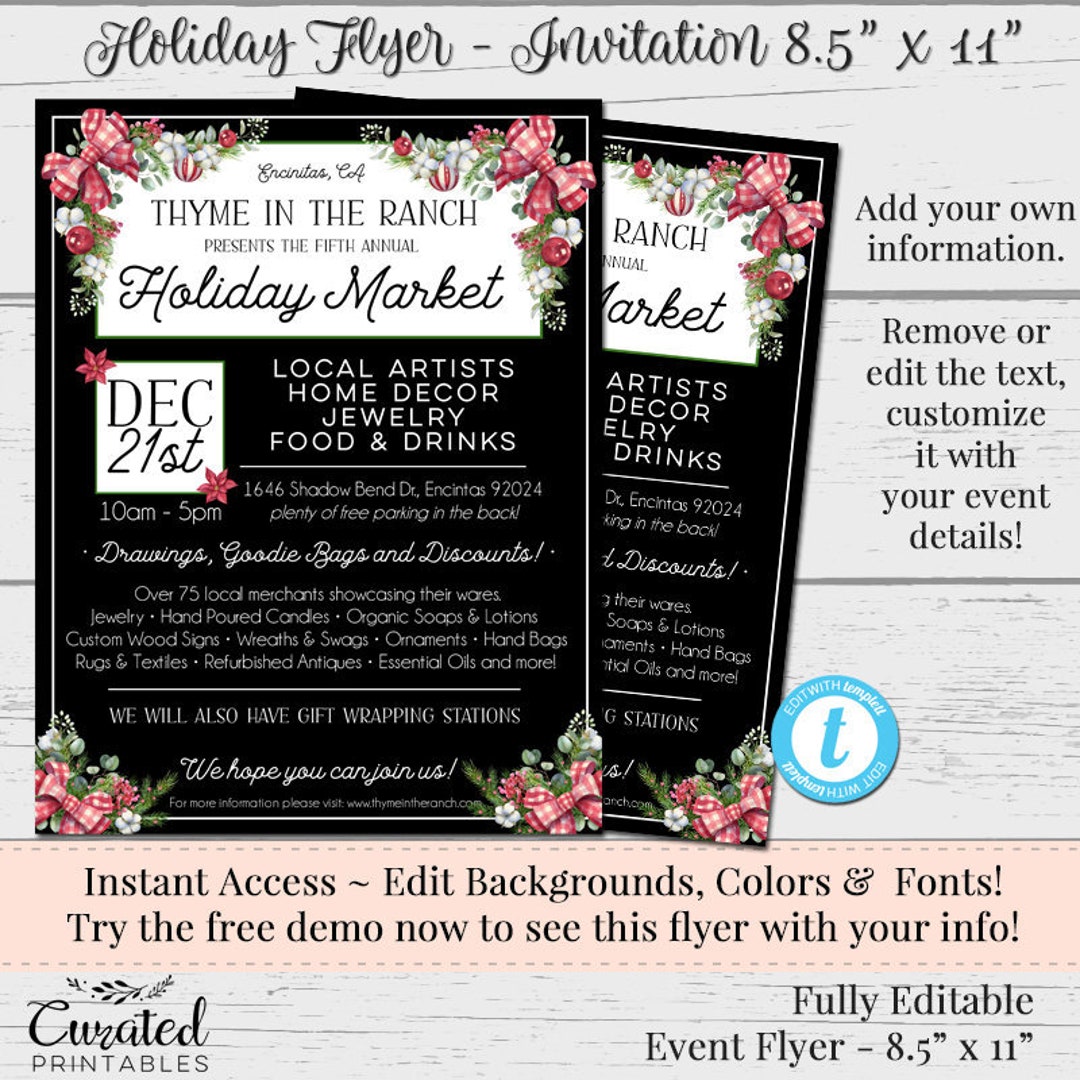 Holiday Event Flyer, Custom Flyer, Vendor Flyer,holiday Market Flyer ...