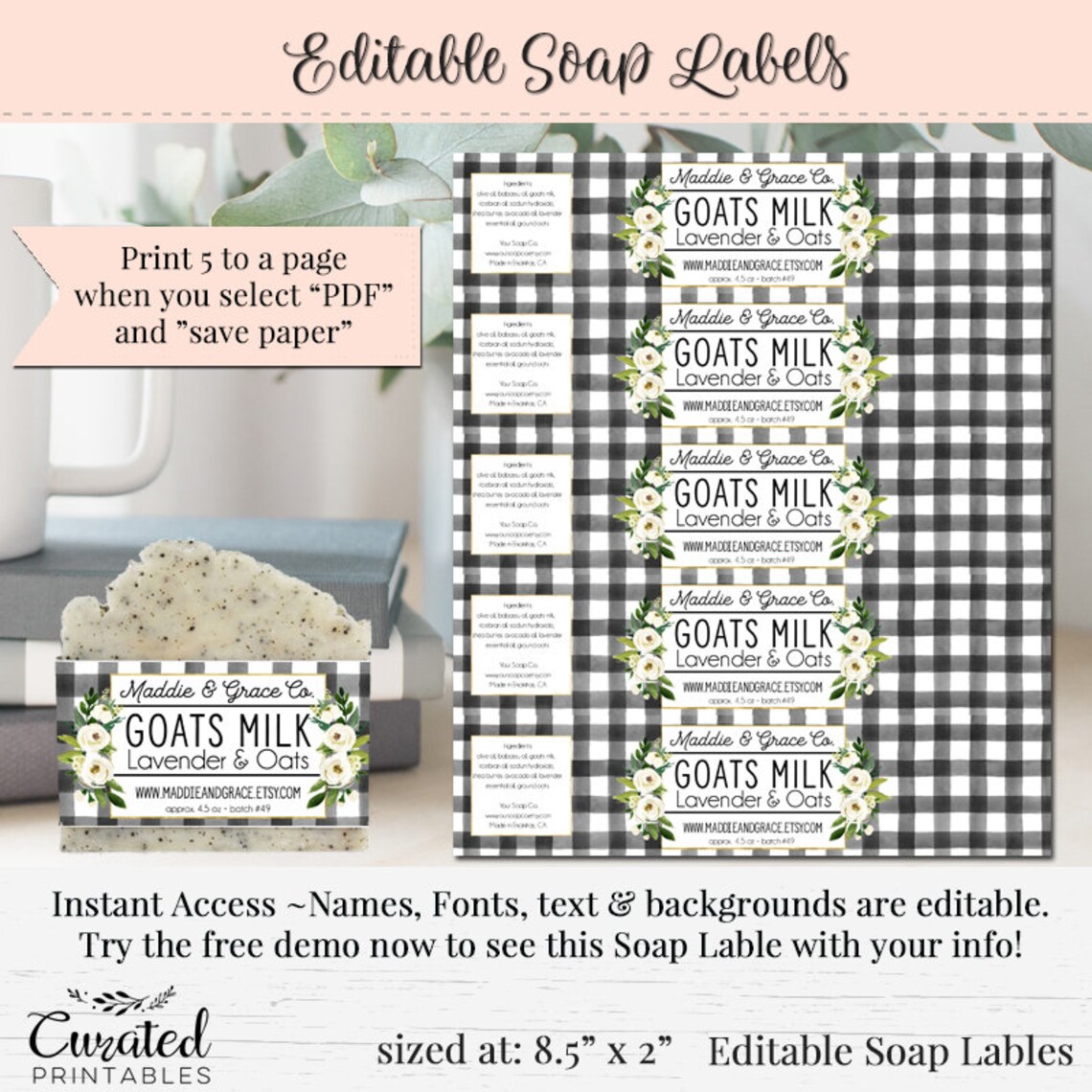 Soap Label Editable Label Bath Product Label DIY Ingredient - Etsy