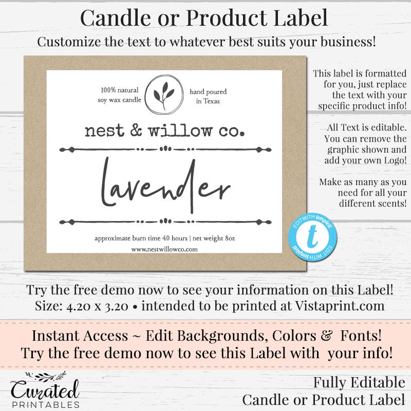 Oval Product Label Editable Label 3 x 2 Oval Sticker DIY | Etsy