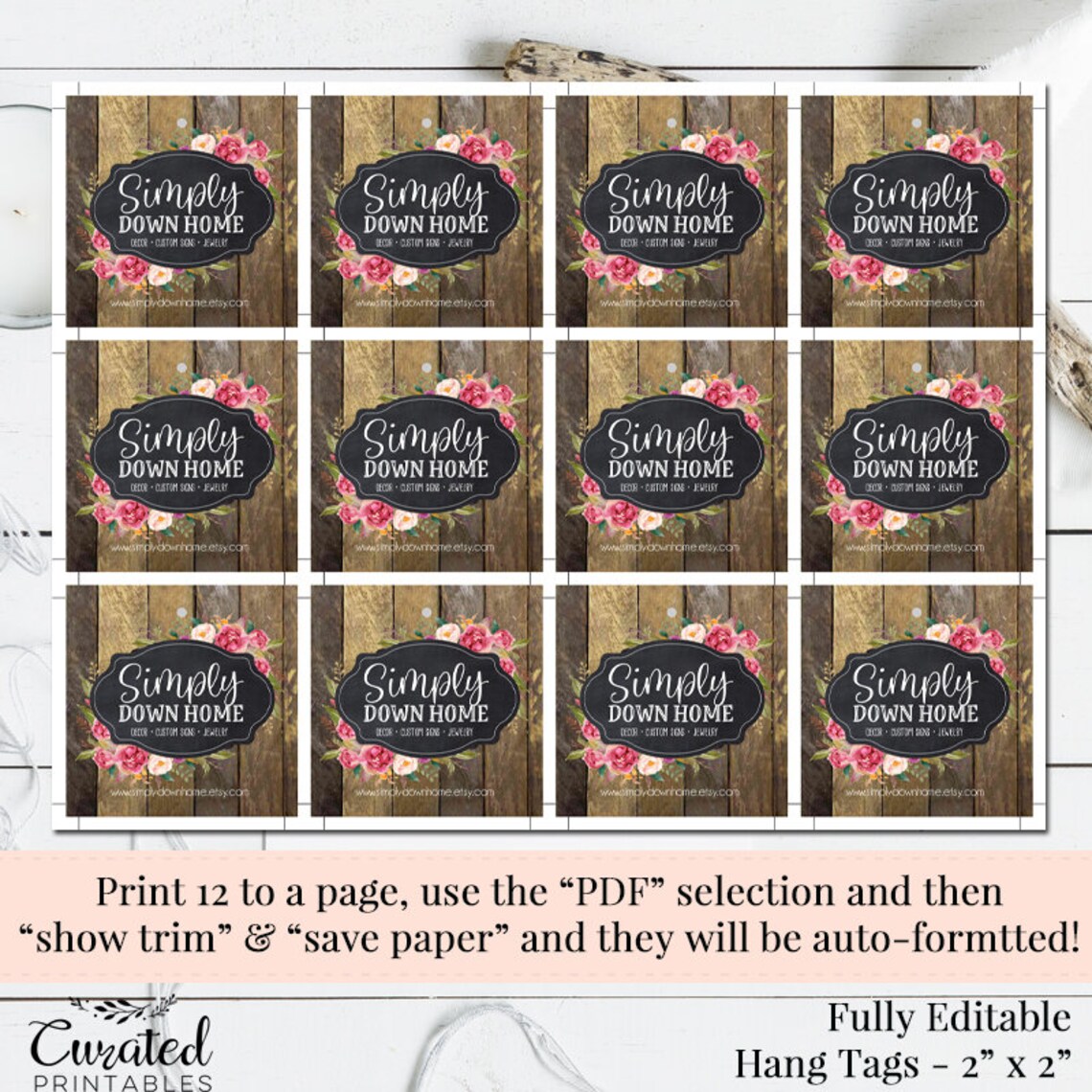 Rustic Barnwood Hang Tag Editable Hang Tag Price Tag DIY | Etsy