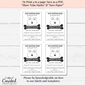 Dog Treat Label, Editable Label, DIY Dog Label, DIY Ingredient Label ...