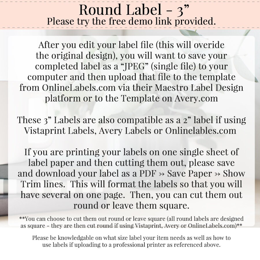 3 Label Bundle Rectangular Label DIY Round Sticker Instant - Etsy