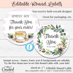 Round Sticker, Editable Label, 3 Inch Round Label, Jar Label, DIY Round ...