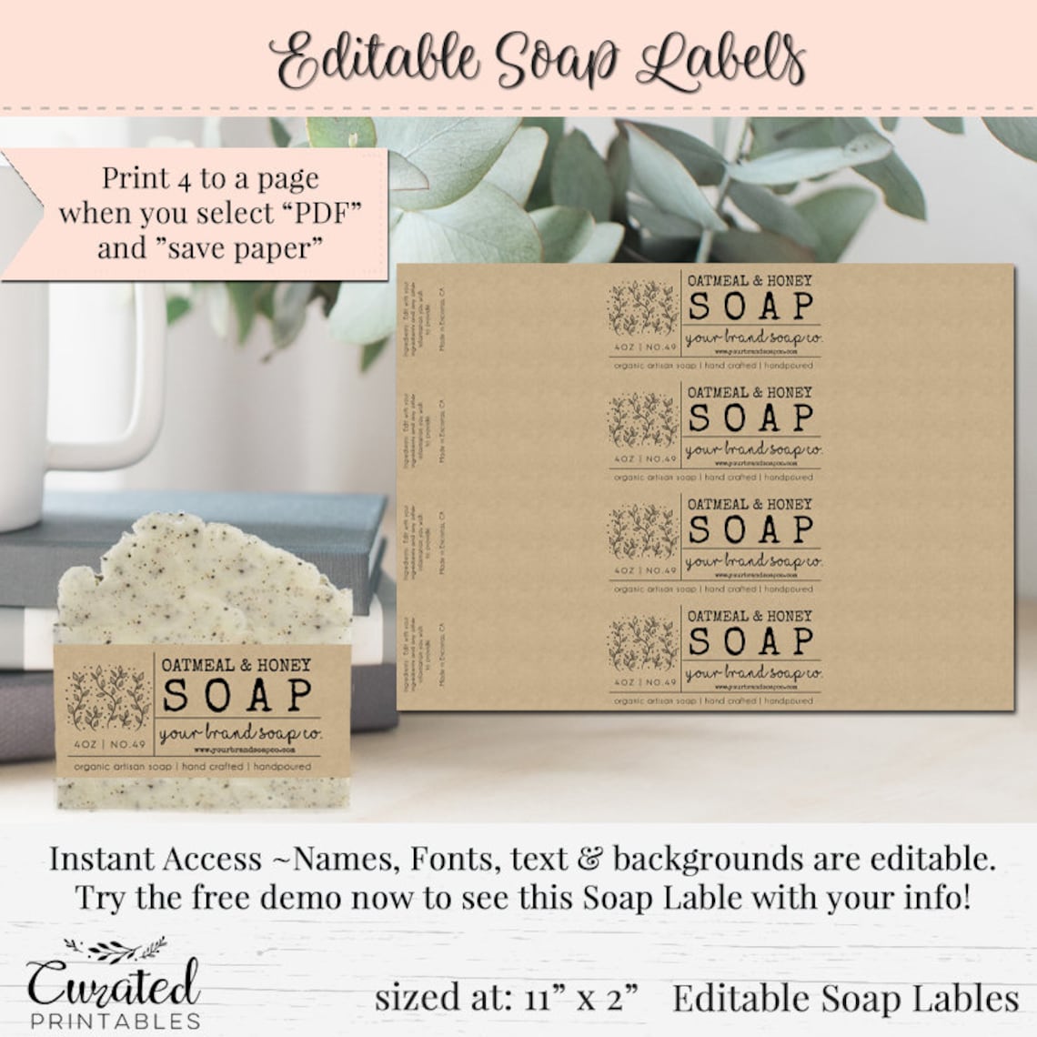 Soap Label Editable Label Bath Product Label DIY Ingredient | Etsy