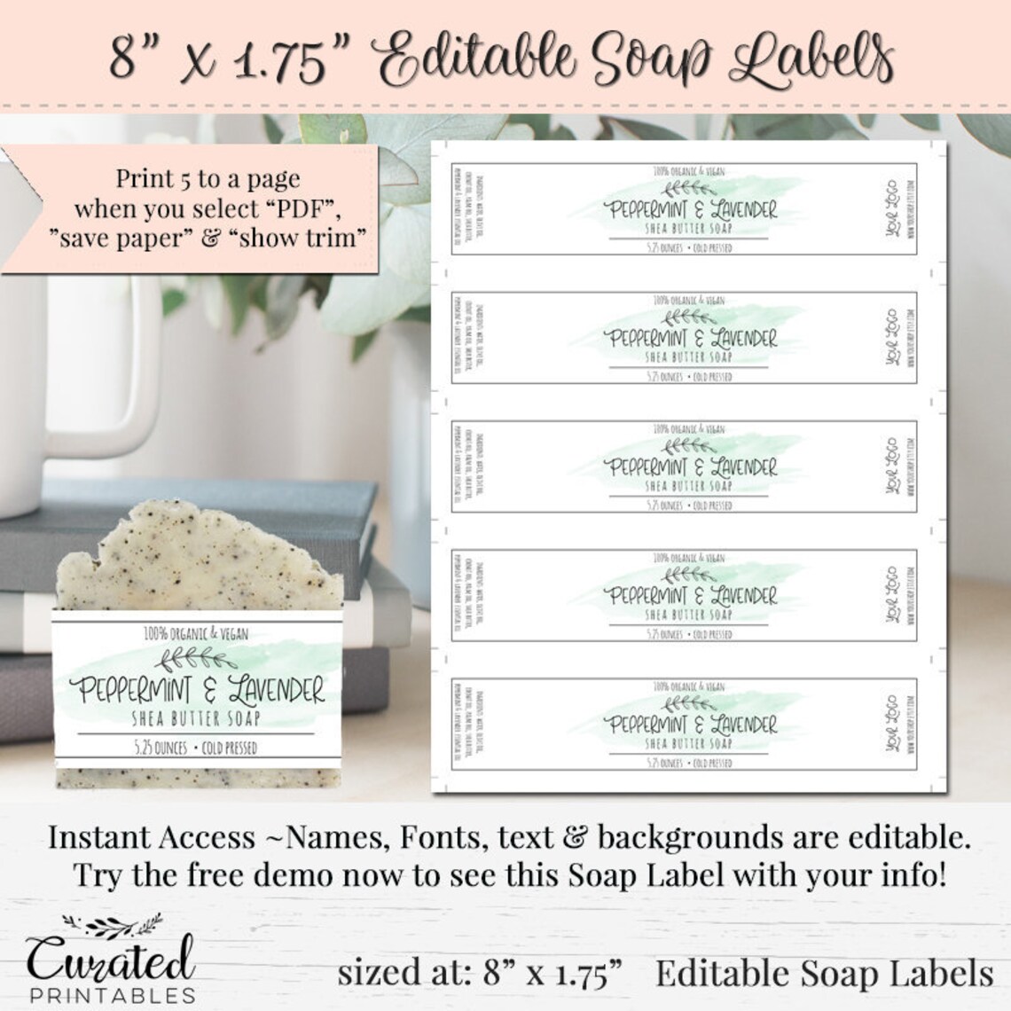 Soap Label Editable Label Bath Product Label DIY Ingredient - Etsy