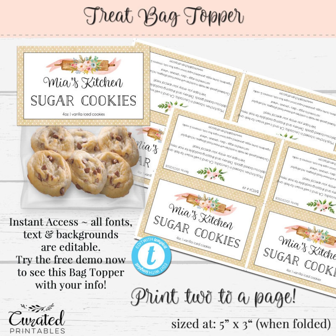 Treat Bag Topper, Cookie Bag Topper, Tent Fold Labels, Favor Bag Topper ...