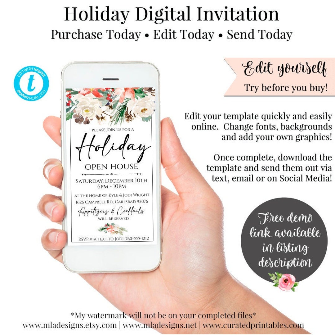 Digital Holiday Party, Electronic Invitation, Digital Christmas ...