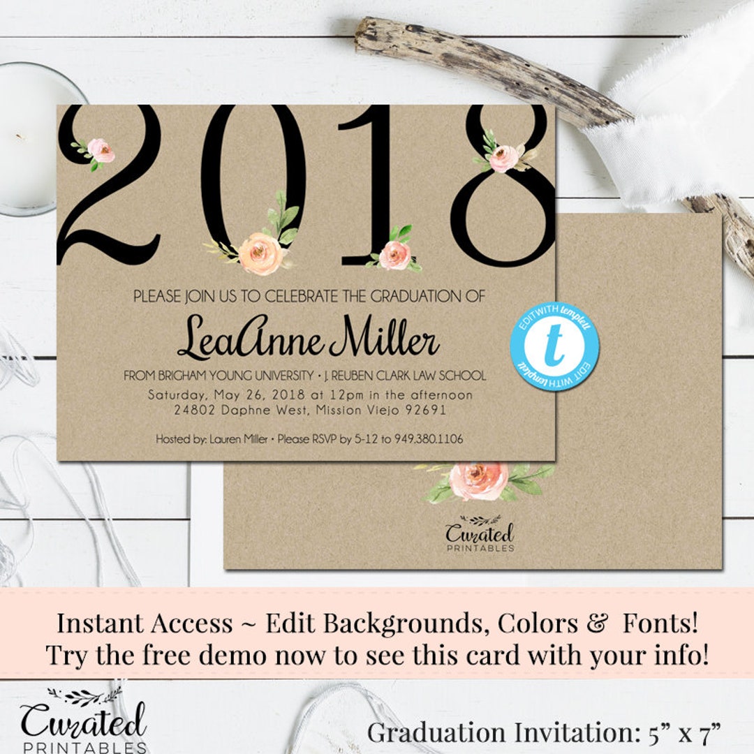 Graduation Invitation, Promotion Invitation Template, Printable DIY ...