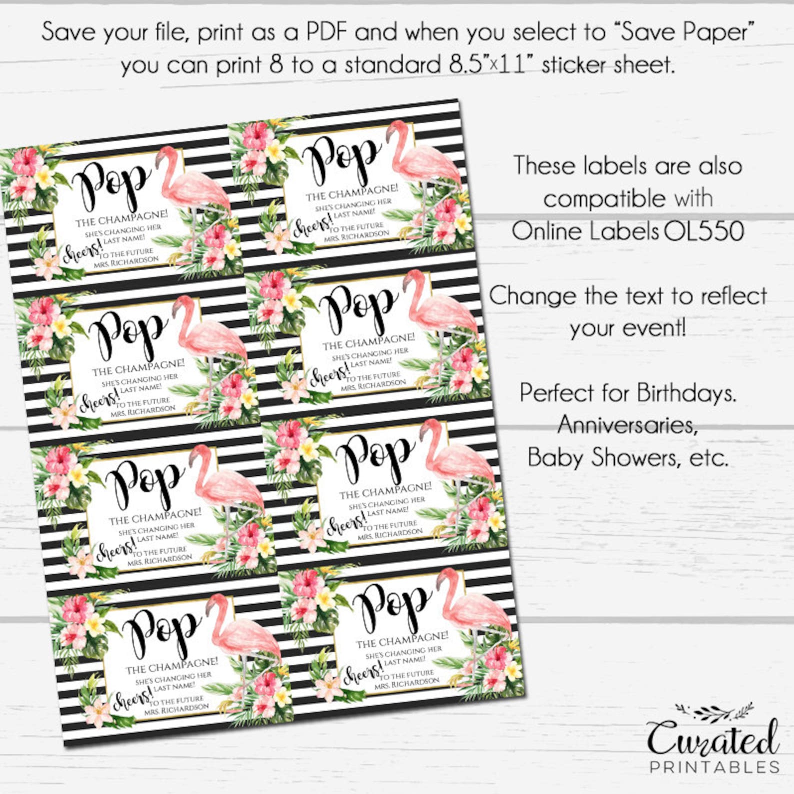 Mini Champagne Label Editable Wine Label Small DIY Wine | Etsy