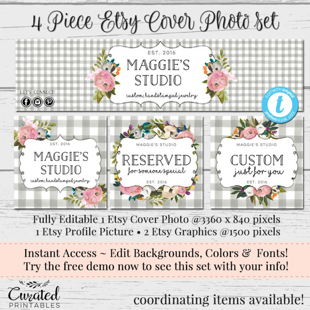 DIY Etsy Cover Photo, DIY Etsy Banner, Editable Set, DIY Etsy Set ...
