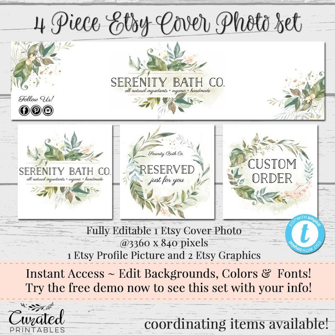 Nature Etsy Cover Photo, DIY Etsy Banner, Editable Set, DIY Etsy Set ...