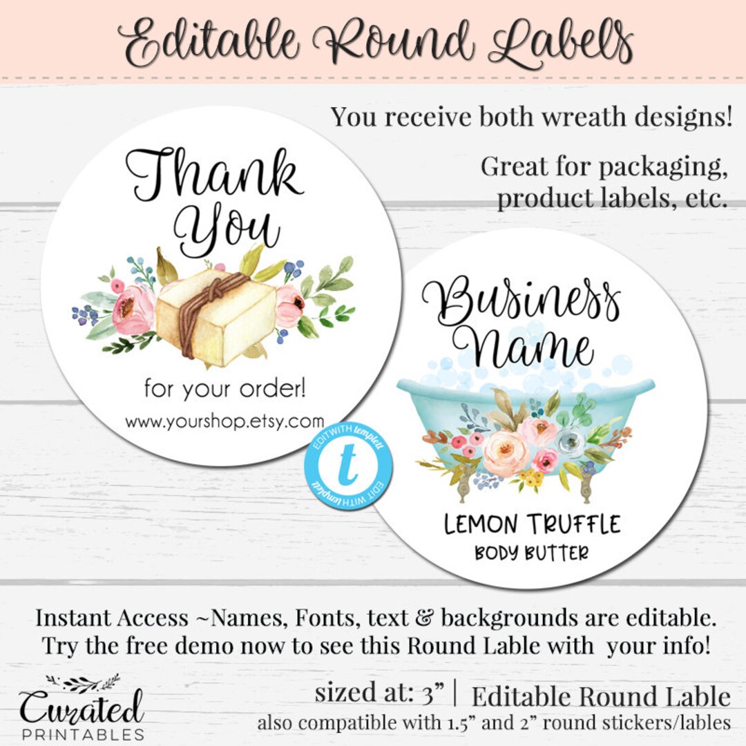 Soap Round Sticker, Editable Label, 3 Inch Round Label, Jar Label, DIY ...