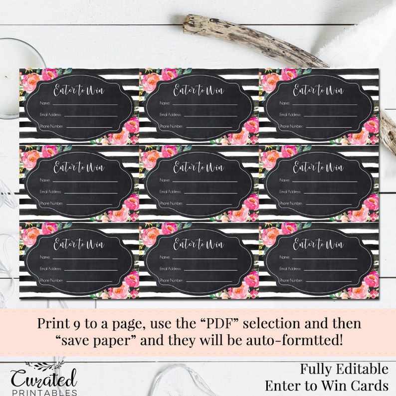 Enter to Win Raffle Card Prize Entry Ticket Home Party | Etsy