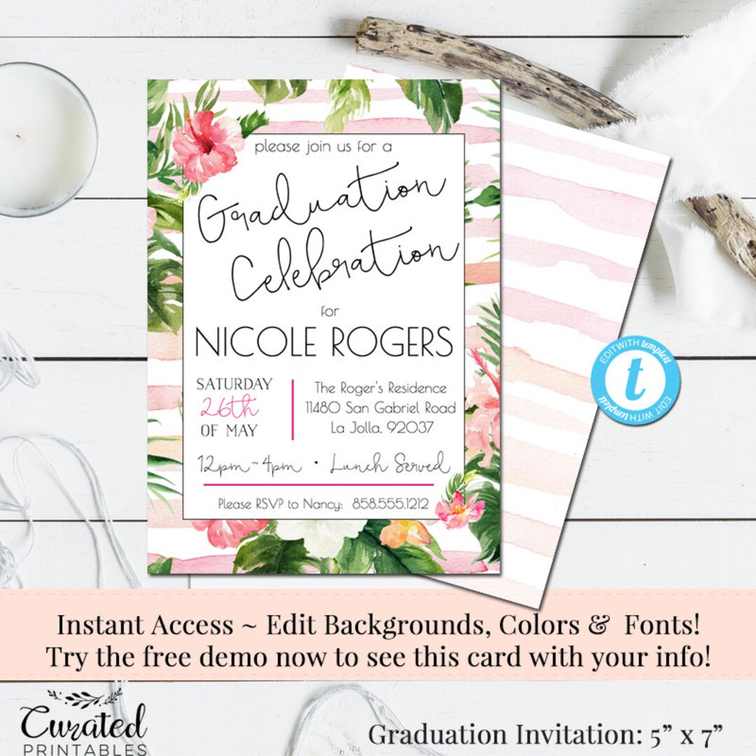 Graduation Invitation, Promotion Invitation Template, Printable DIY ...