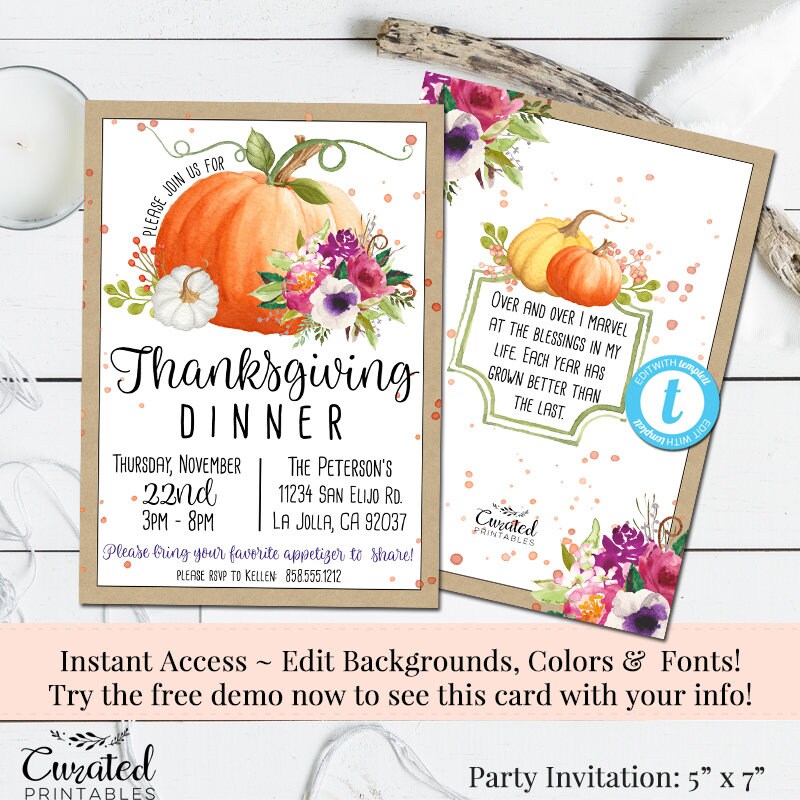 Editable Thanksgiving Menu Thanksgiving Menu Printable Menu - Etsy