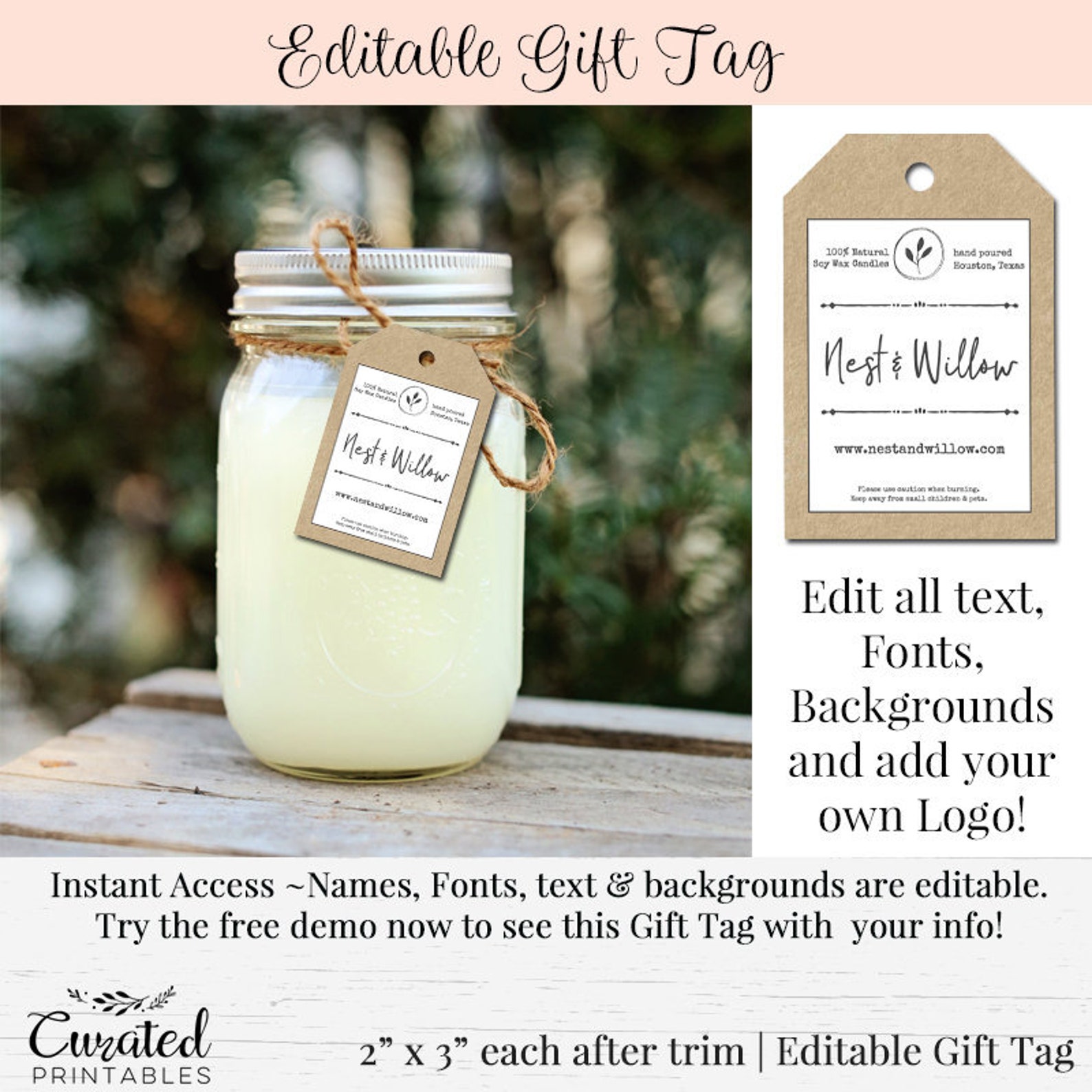 Editable Favor Tags DIY Gift Tags Editable Tags Thank You - Etsy