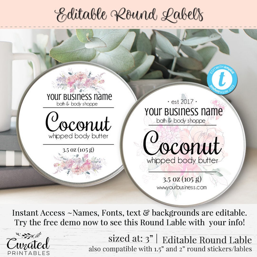 DYI Round Sticker, Editable Label, 3 Inch Round Label, Jar Label, DIY ...