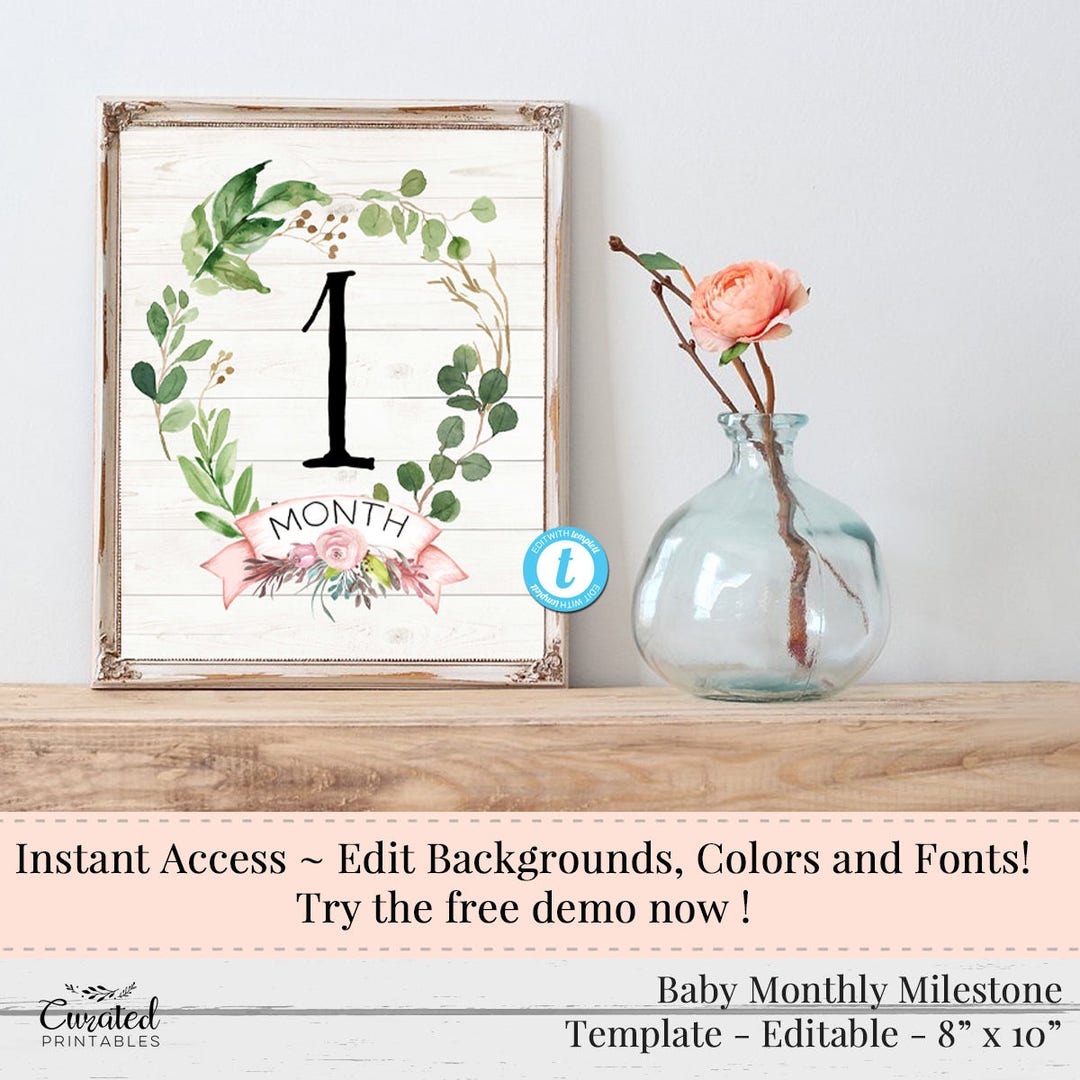Baby Monthly Milestone Monthly Milestone Template Milestone - Etsy