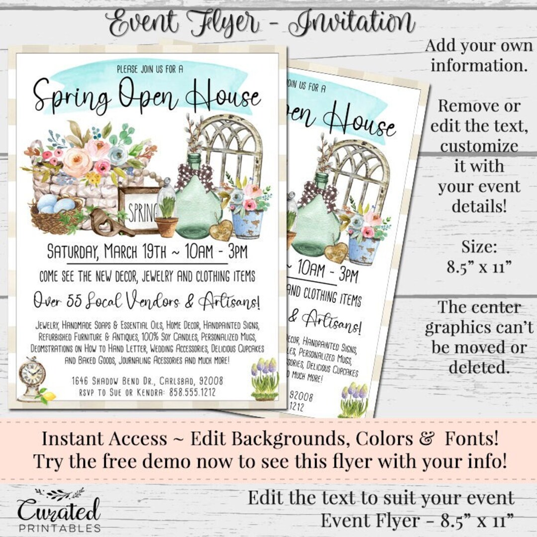 Spring Boutique Flyer, Custom Flyer, Vendor Flyer, Market Flyer, DIY ...