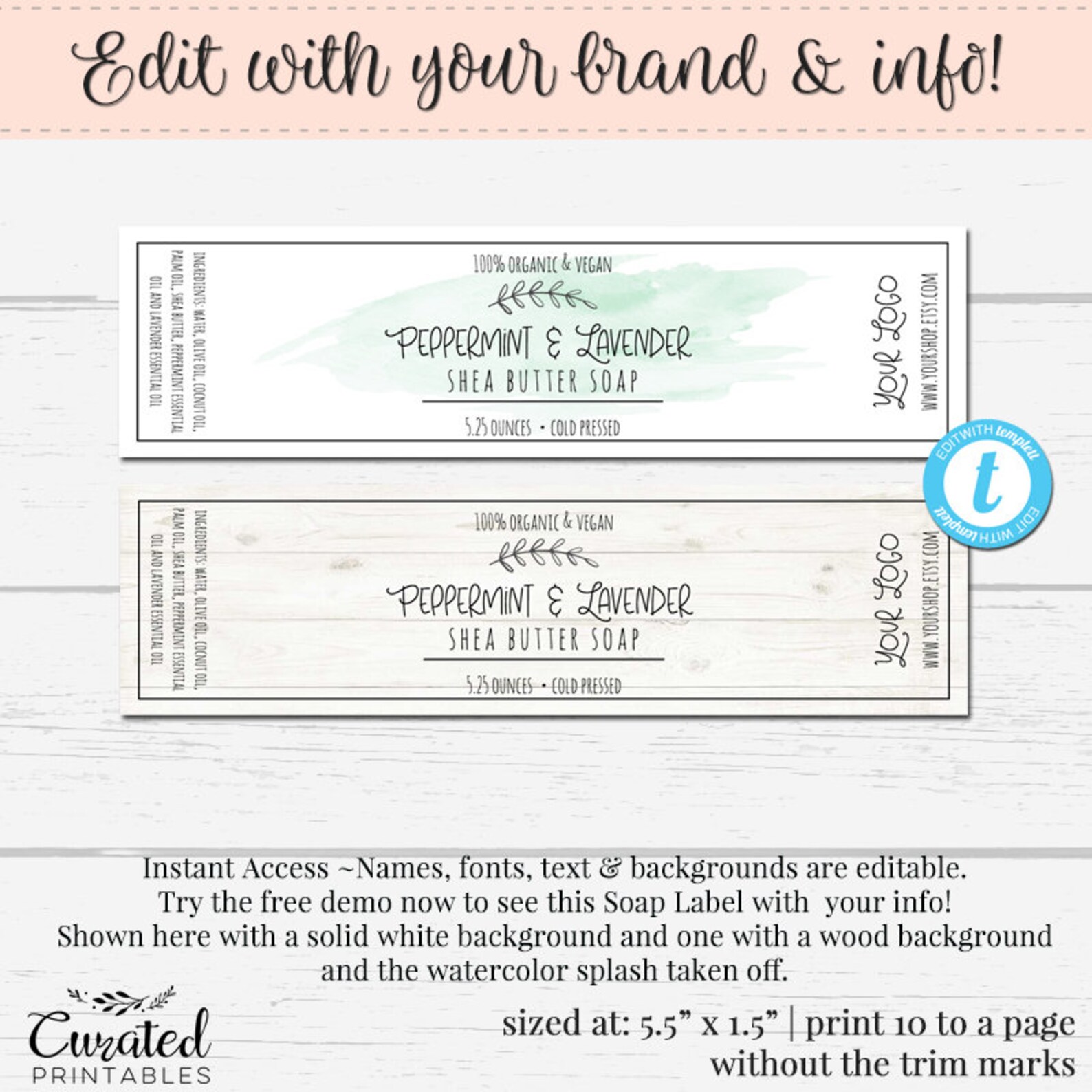 Soap Label Editable Label Bath Product Label DIY Ingredient - Etsy