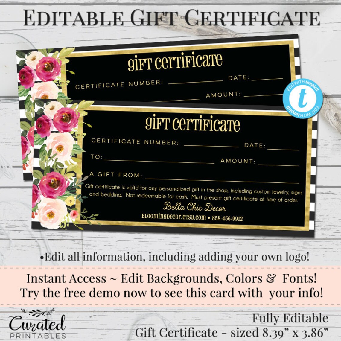 Black White Striped Facebook Set Customizable Facebook DIY | Etsy