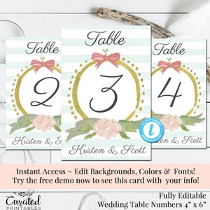 Wedding Table Numbers, Boho Table Numbers, DIY Wedding, Printable ...