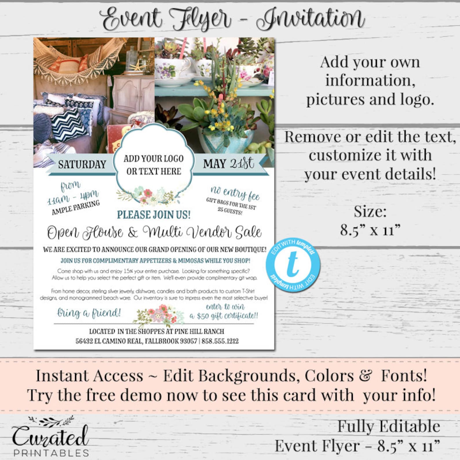 Boutique Flyer, Custom Flyer, Vendor Flyer, Invitation Vendors, DIY ...