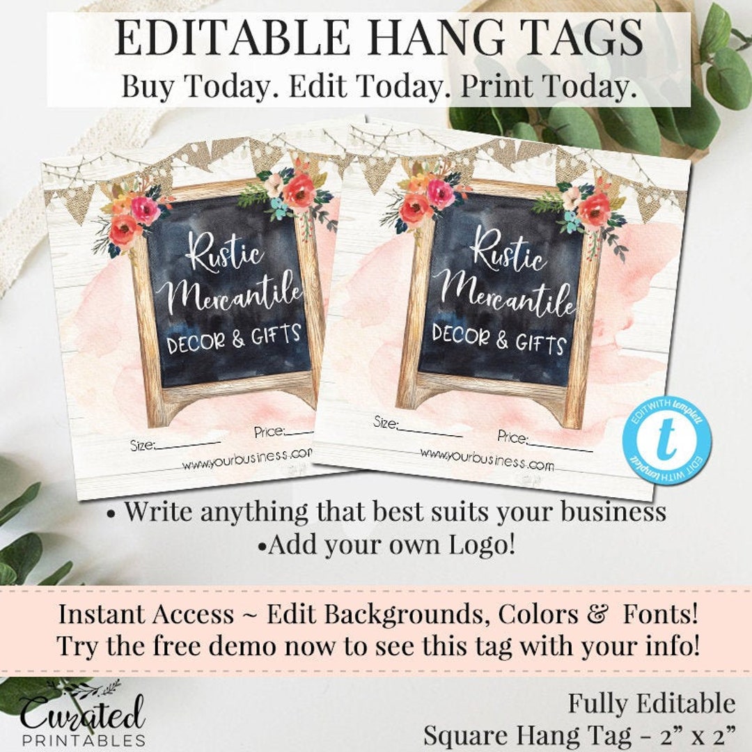 DIY Hang Tag, Editable Hang Tag, Price Tag, DIY Hang Tag, Swing Tag ...