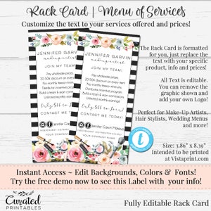 Makeup Artist Rack Card, Makeup Menu, Hair Stylist Services, Rack Card ...