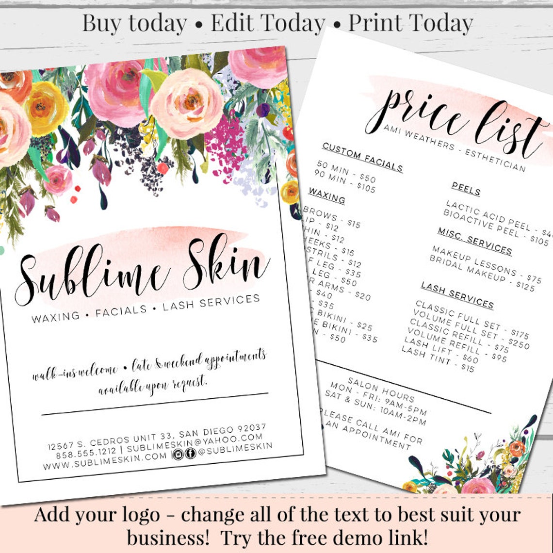 DIY Price List 4 X 5 Postcard Price List Editable Price | Etsy