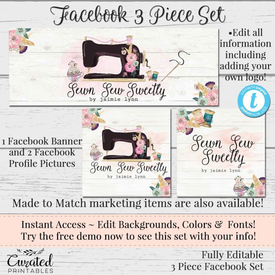 Sewing Machine Facebook Set, Customizable Facebook, DIY Facebook ...