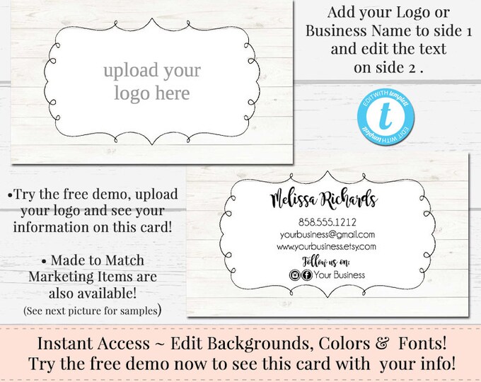 DIY Editable Business Card, DIY Business Card, Business Card Template ...