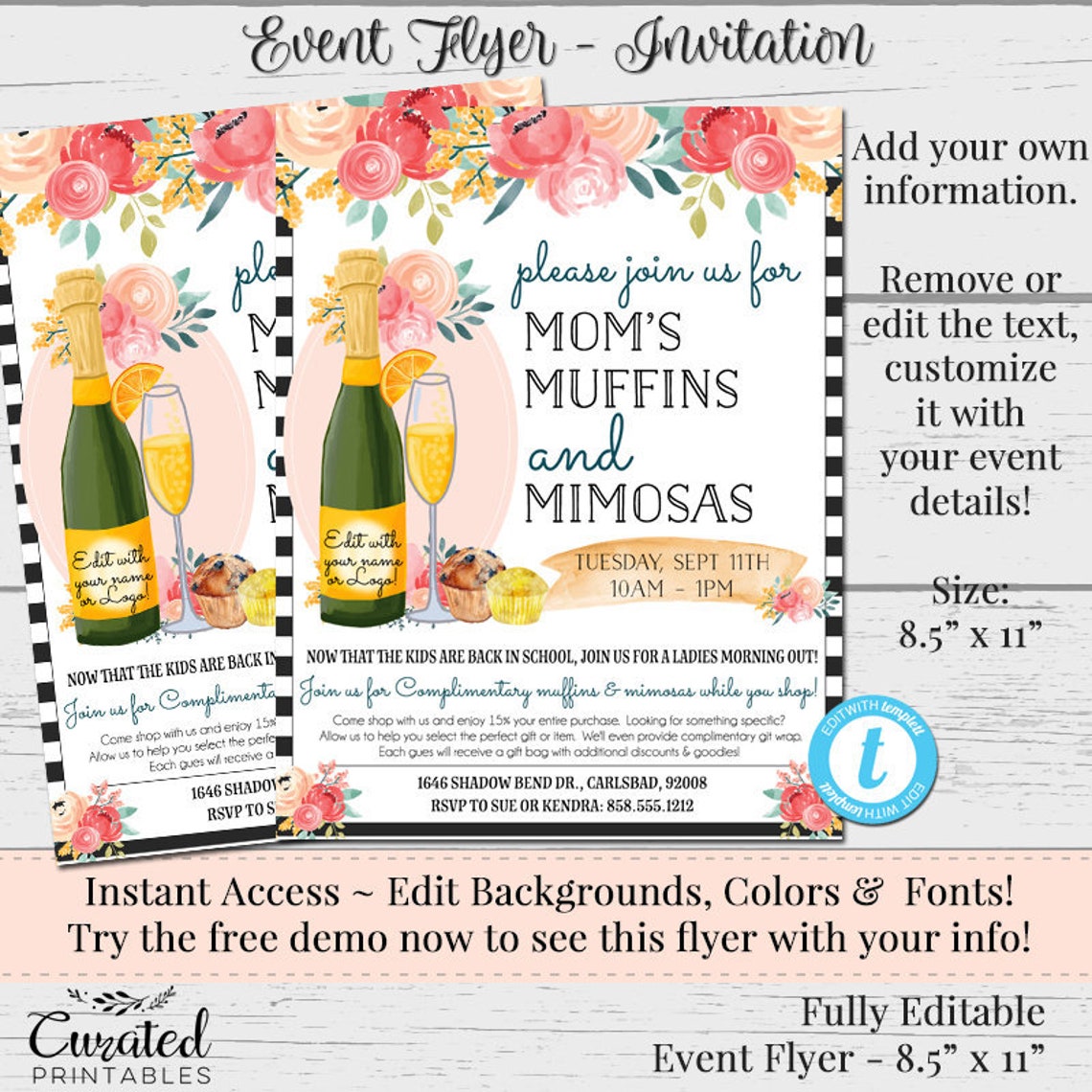 Mimosa Muffins Event Flyer, Custom Flyer, Vendor Flyer, Invitation for ...
